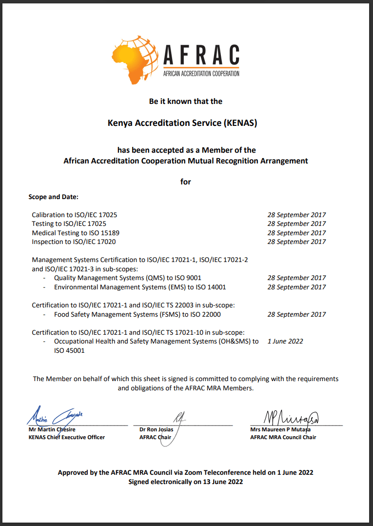 KENAS - Kenya Accrediation Service